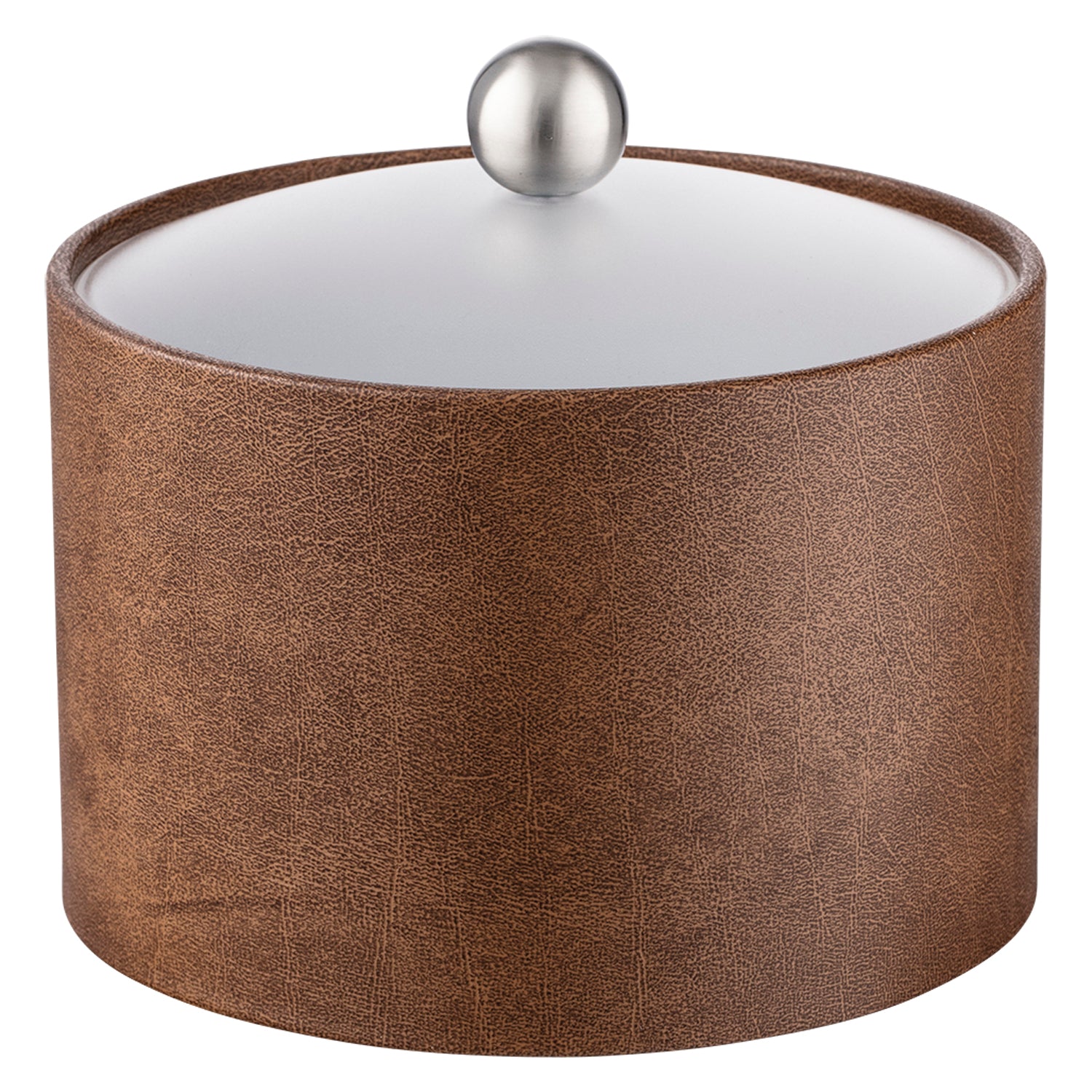 Core Mesa Leatherette Ice Bucket Acrylic Cover Brushed Stainless Knob
