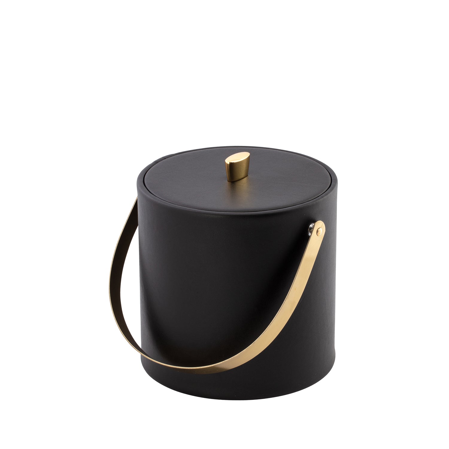 Oxford 3qt Ice Bucket w/ Material Cover w/ Gold Arc Knob & Arch Handle